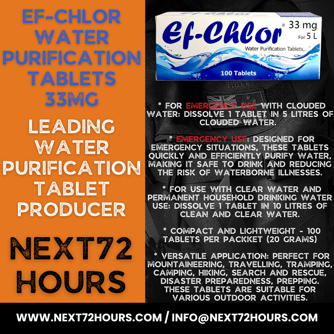 Ef-Chlor 33mg Water Purification Tablets - Pack of 100 | New Zealand